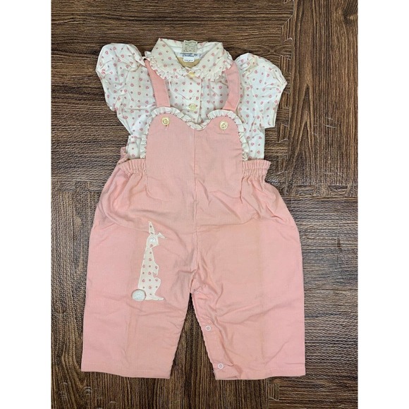 Unbranded | One Pieces | Vintage Baby Girl Ruffle Overalls Outfit Set ...